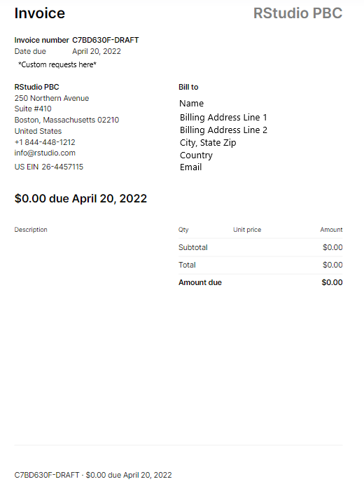 How do I customize my shinyapps.io invoice? – Posit Support