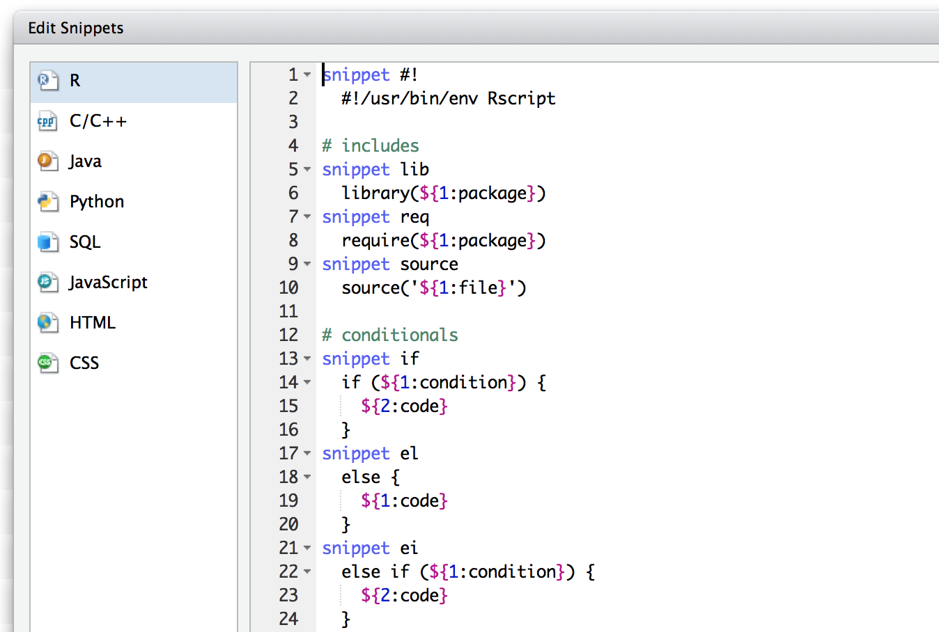 Code Snippets In The RStudio IDE Posit Support